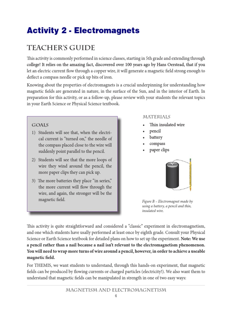 Activity 2 - Electromagnets: Teacher's Guide | PDF | Electric Current ...