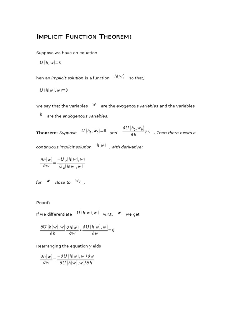 Implicit Function Theorem | PDF