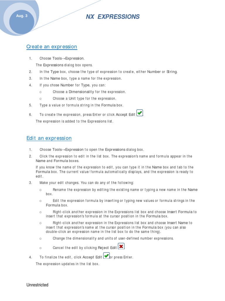 NX Expressions: Create An Expression | Download Free PDF | Trigonometric Functions | Spreadsheet