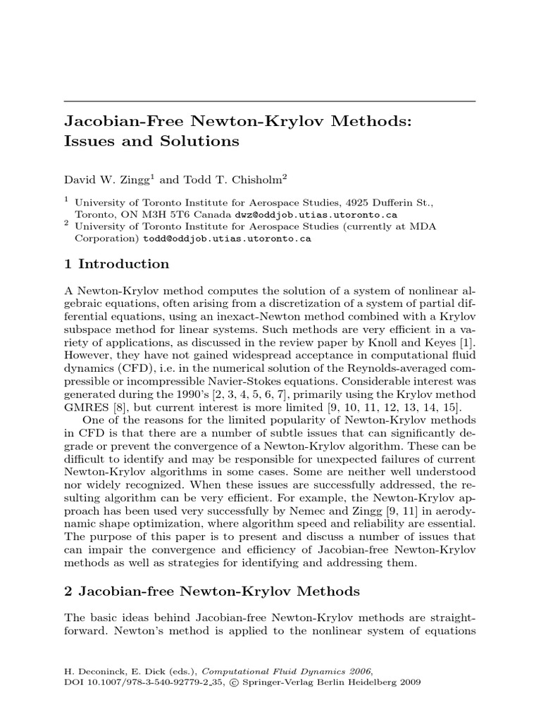 Jacobian-Free Newton-Krylov Methods Issues and Solutions | Download Free PDF | Computational ...
