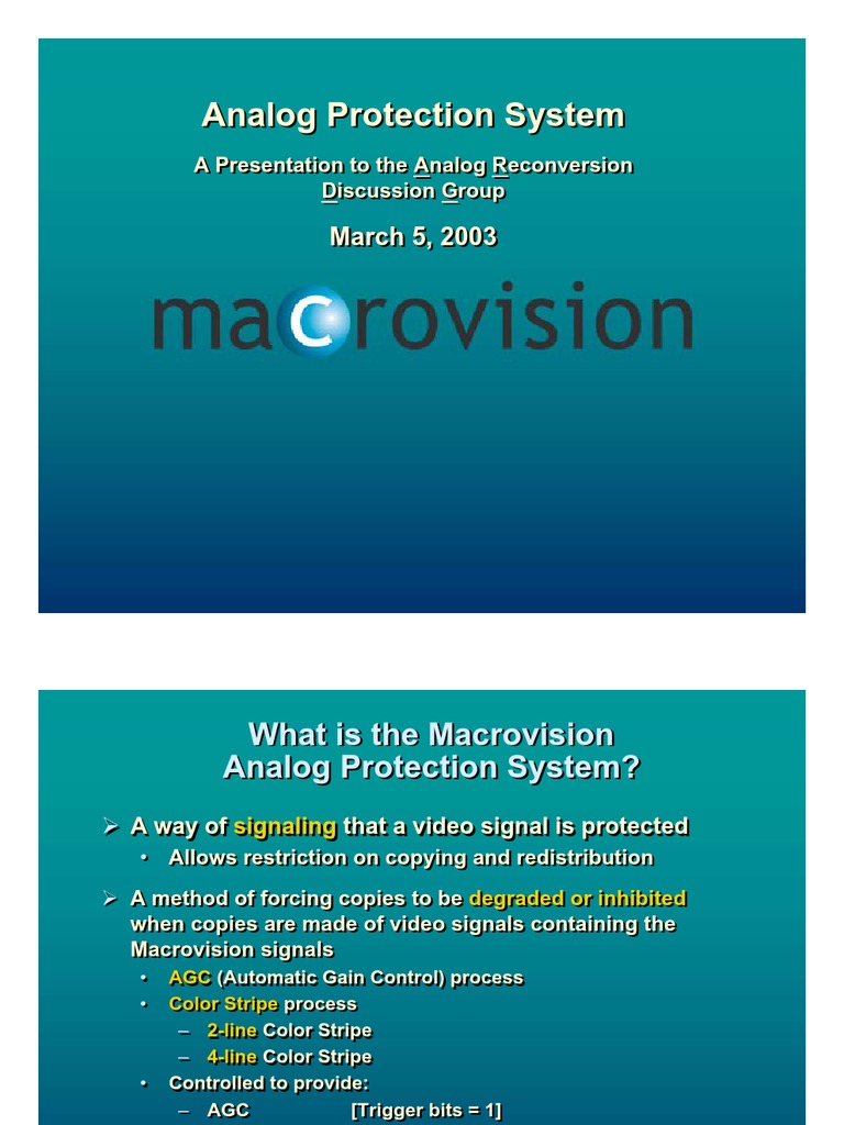 00506-20030320 Macrovision APS | PDF | Digital Video Recorder | Set Top Box