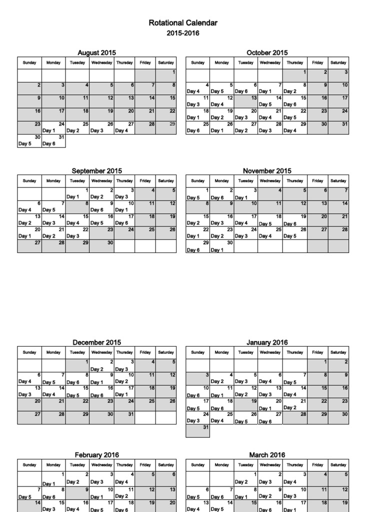 Rotational Calendar 15-16 | PDF
