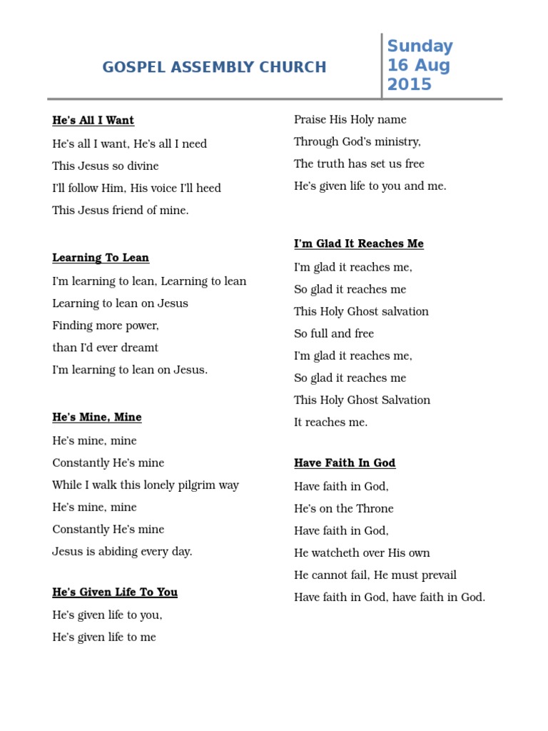 Gospel Assembly Church Hymns Collection | PDF | Religion & Spirituality ...
