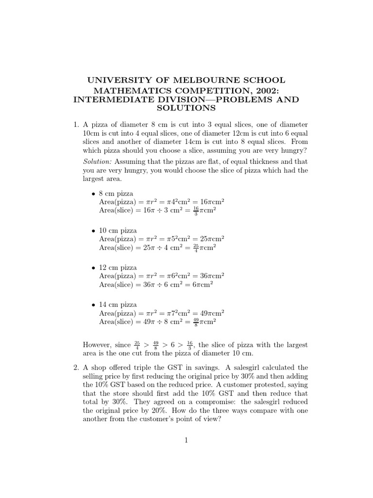University of Melbourne School Mathematics Competition, 2002 ...