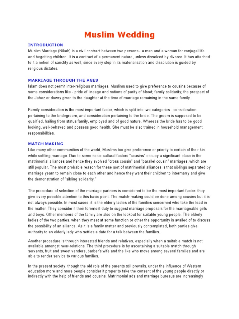 Steps of a Muslim Wedding Ceremony | PDF | Wedding | Bride
