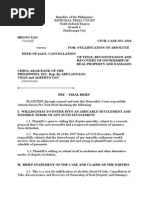 Sample Civil Case Pre-Trial Brief | PDF | Lawsuit | Judiciaries