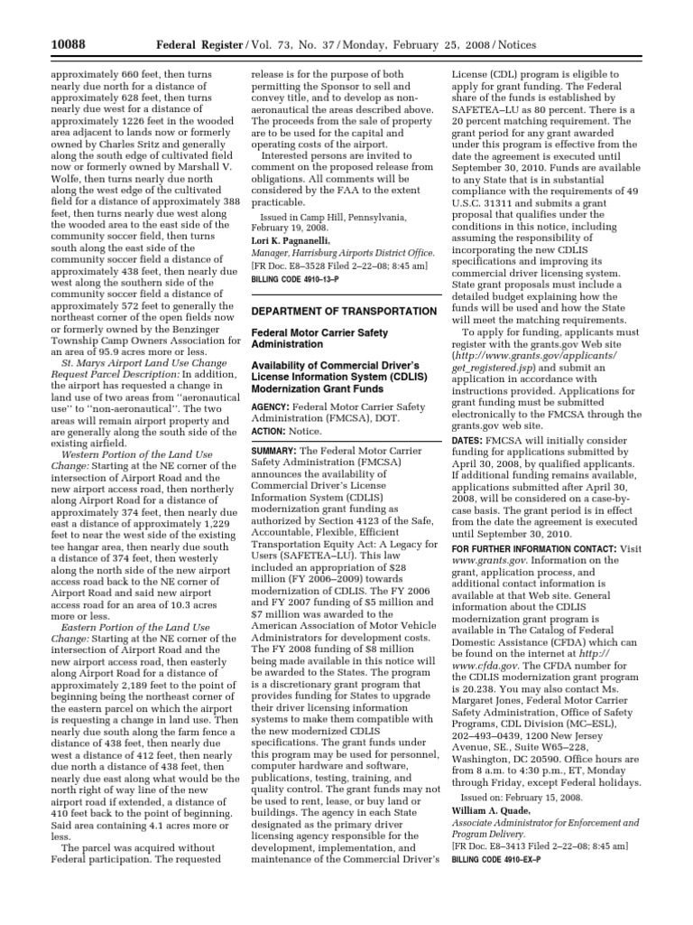 Notice: Availability of Commercial Driver's License Information System ...