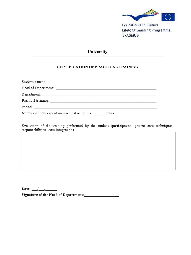 Certification of Practical Training | PDF