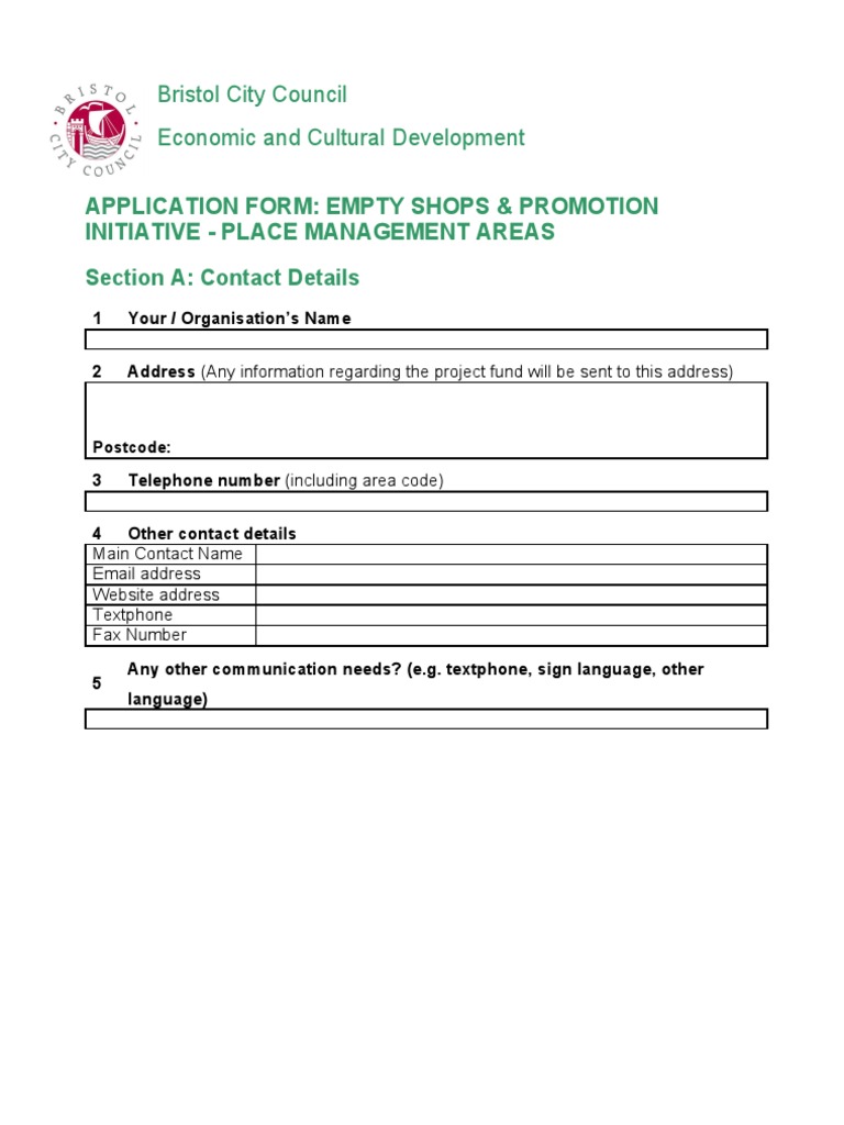 Empty Shops Application Form 2 | PDF | Charitable Organization | Value ...