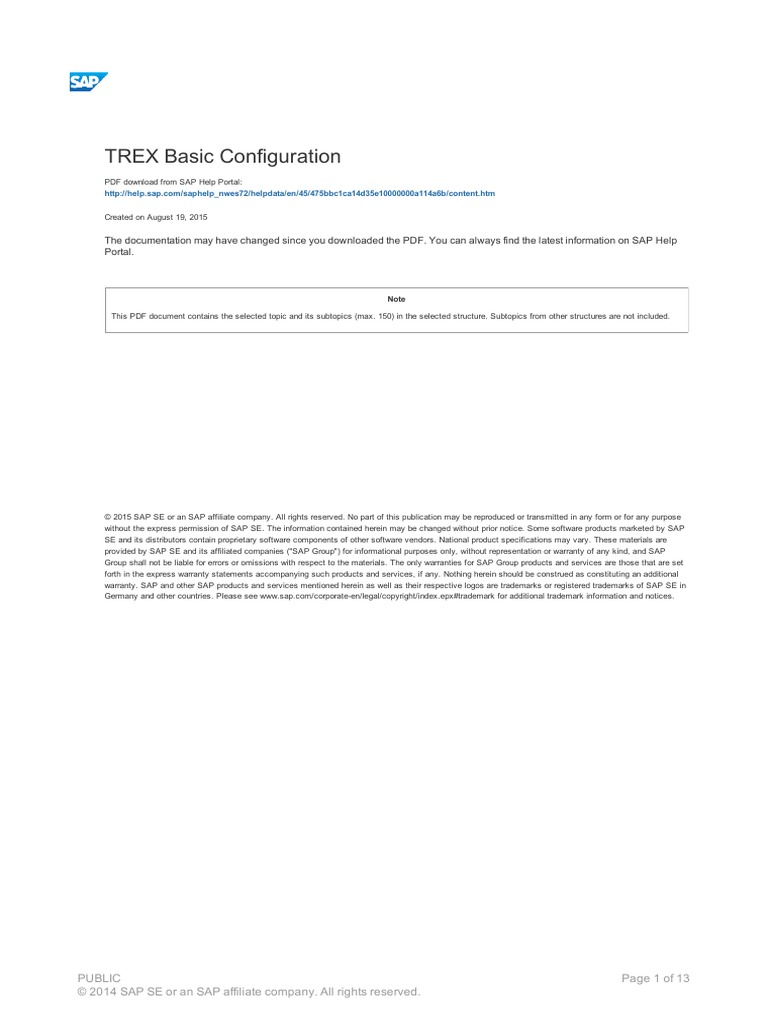 TREX Basic Configuration | Download Free PDF | Web Server | Internet & Web