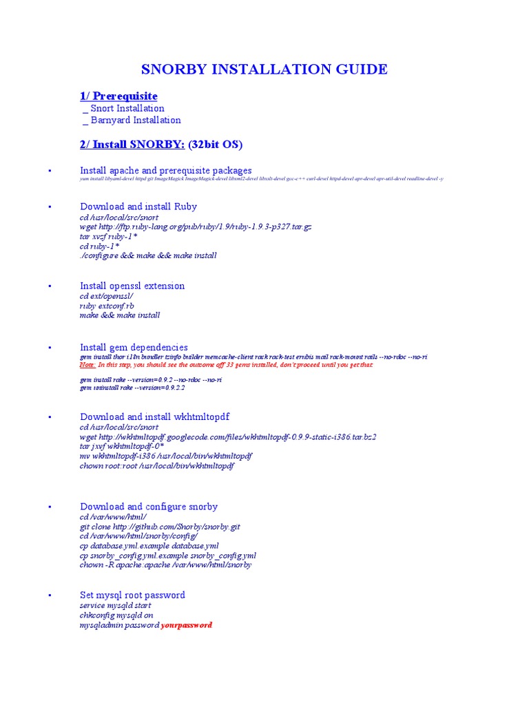 Snorby Installation Guide | PDF | Ruby On Rails | Digital Technology