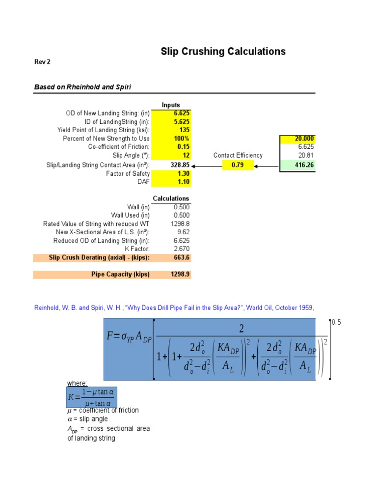 Slip Crushing Calculations | PDF | Science & Mathematics | Technology ...