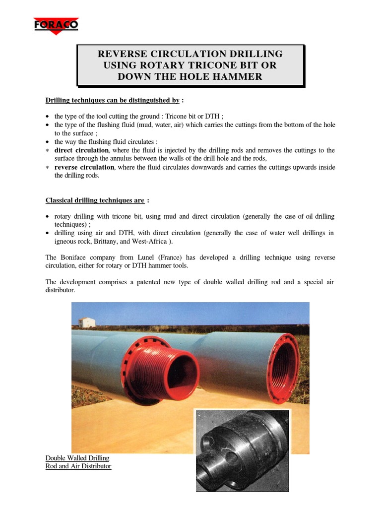 Foraco Reverse Circulation Drilling | PDF | Drilling | Oil Well