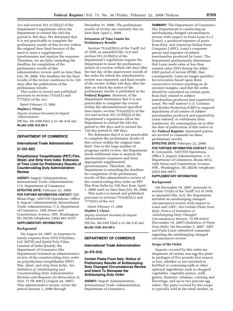 Notice: Exemption of Foreign Air Carriers From Customs Duties and ...