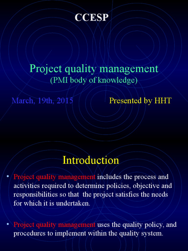 Project Quality Management PMP | PDF | Quality Management | Quality ...