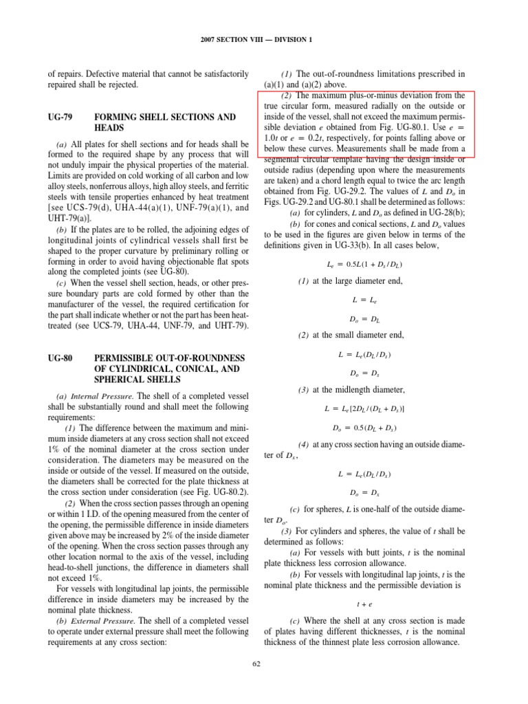 ASME VIII Div 1: UG-80 Out-of-Roundness | PDF | Sphere | Geometry