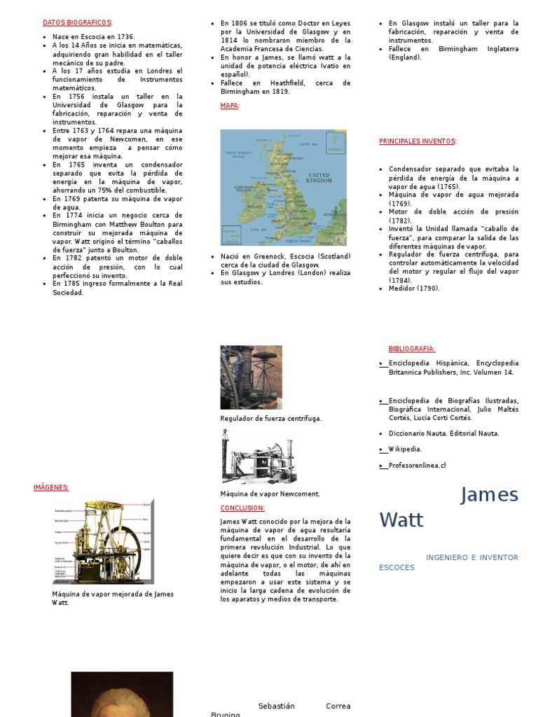 Innovaciones de James Watt en la Máquina de Vapor | PDF | James Watt ...