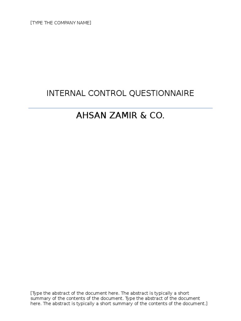 Internal Control Questionnaire | PDF | Bookkeeping | Cheque