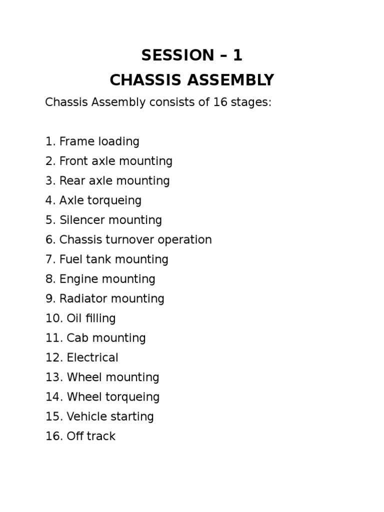 Chassis Assembly Process Overview | PDF