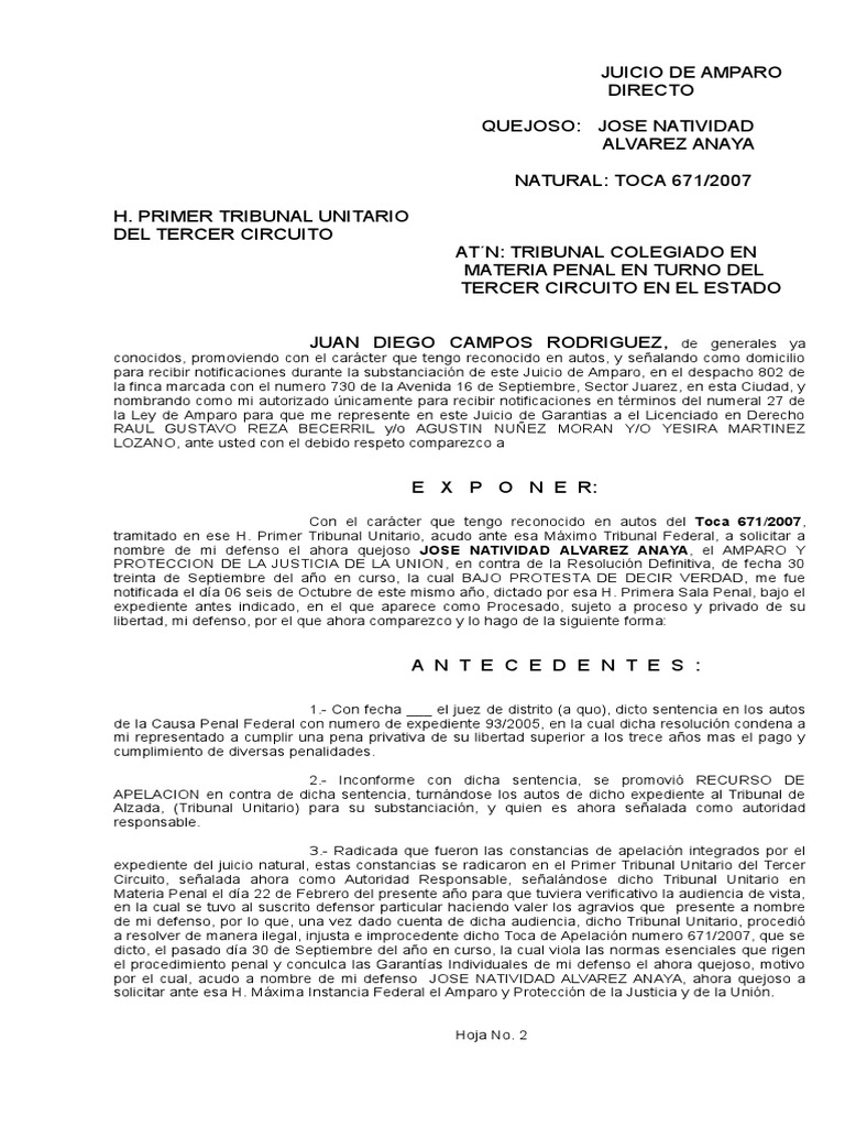 Juicio de Amparo | PDF | Evidencia (ley) | Derecho penal