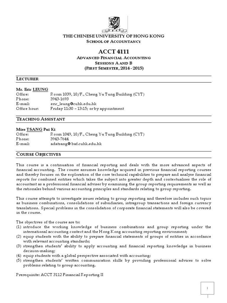 Acct4111 Advanced Financial Accounting | PDF | International Financial ...