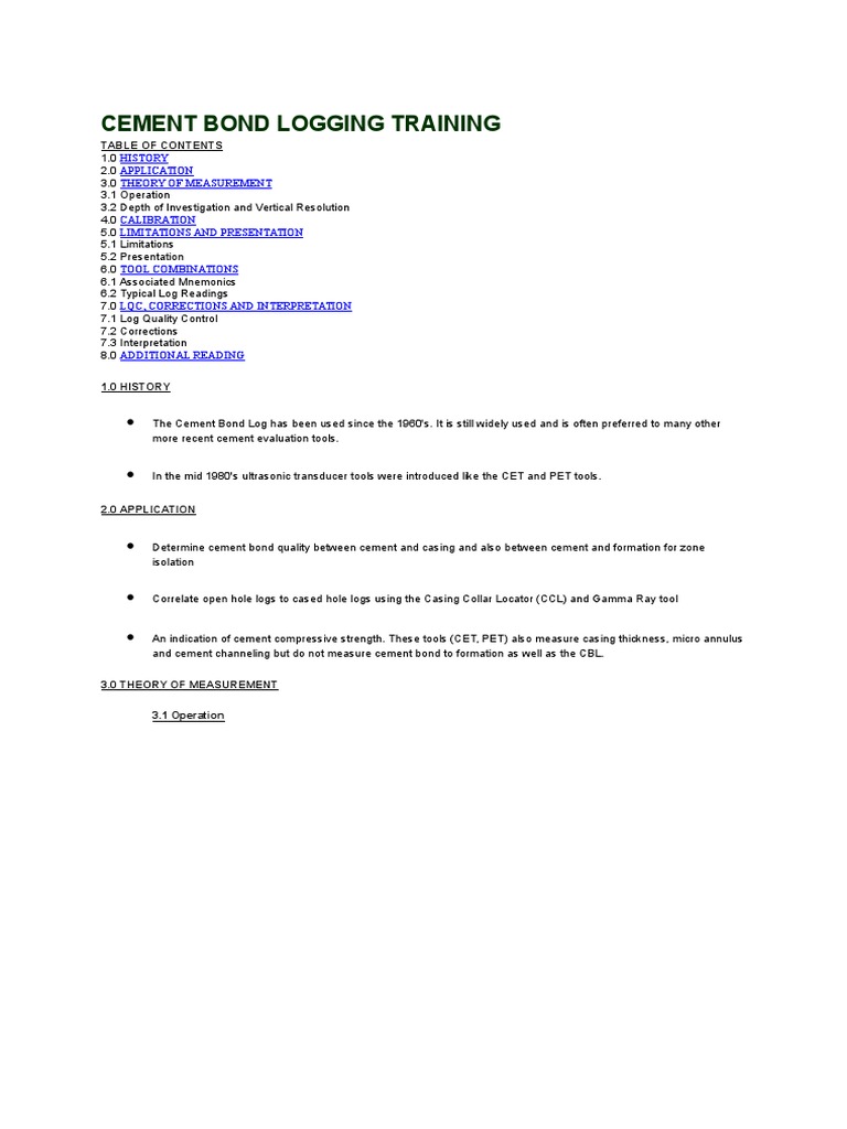Cement Bond Logging Training Guide | PDF | Casing (Borehole) | Amplitude