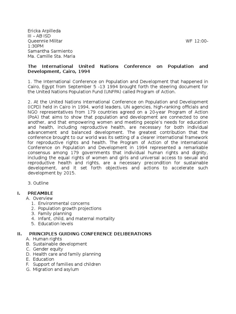 The International United Nations Conference On Population and ...