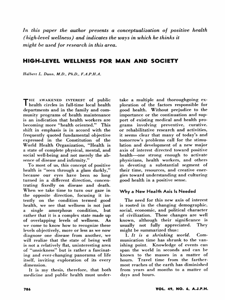 Halbert Dunn | PDF | Mind | Public Health