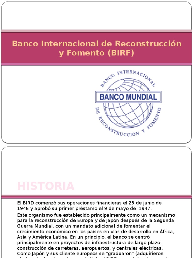 Banco Internacional de Reconstrucción y Fomento (BIRF) | PDF | Banco ...
