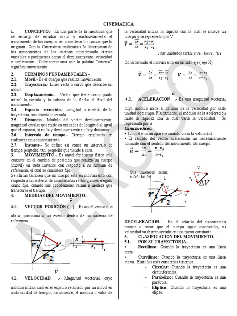 Cinematica para Alumnos-5to | PDF | Movimiento (física) | Cinemática