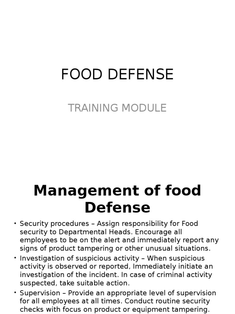Food Defense | PDF | National Security | Safety