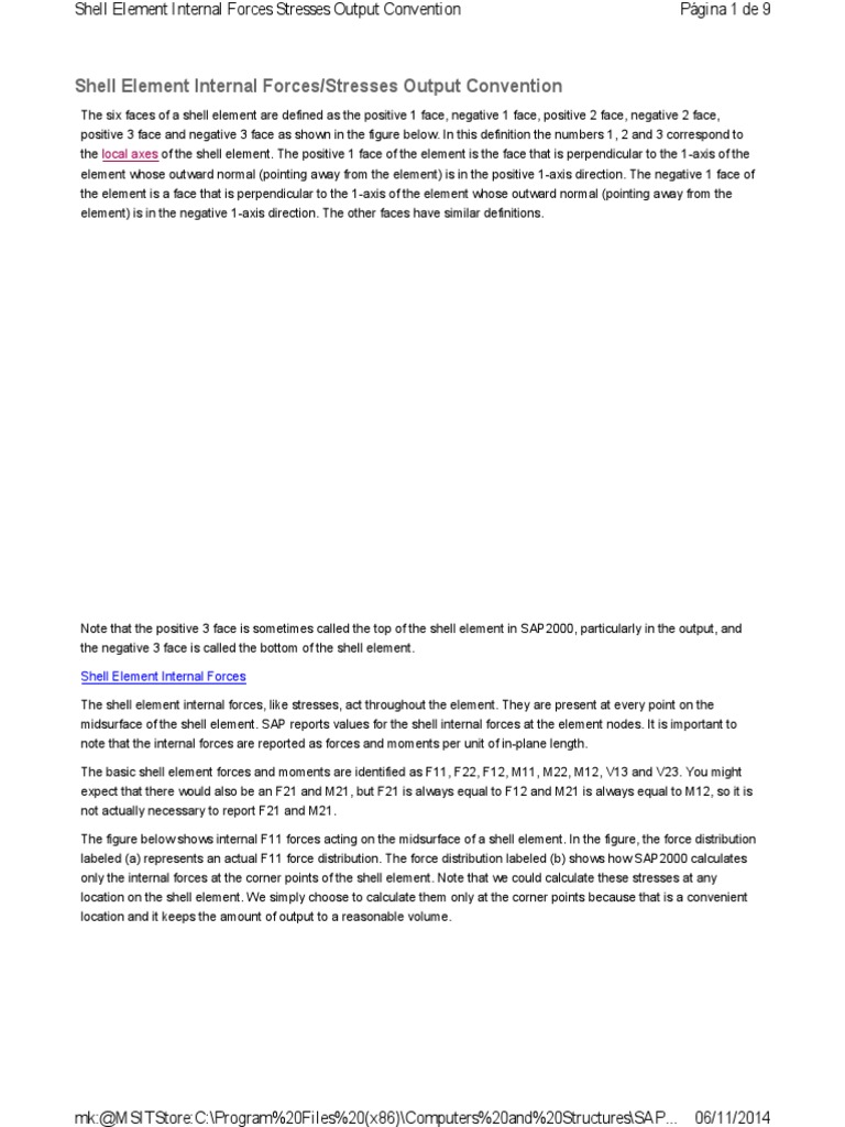 Esfuerzos y Fuerzas en Shell Element Etabs y Sap | PDF | Stress ...