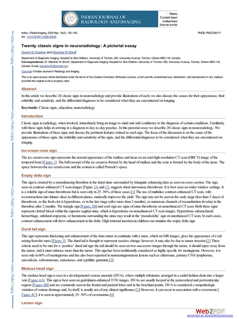 20 Classical Signs in Neuroradiology PDF | PDF | Stroke | Medical ...