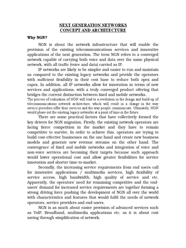 Next Generation Networks | PDF | Public Switched Telephone Network ...