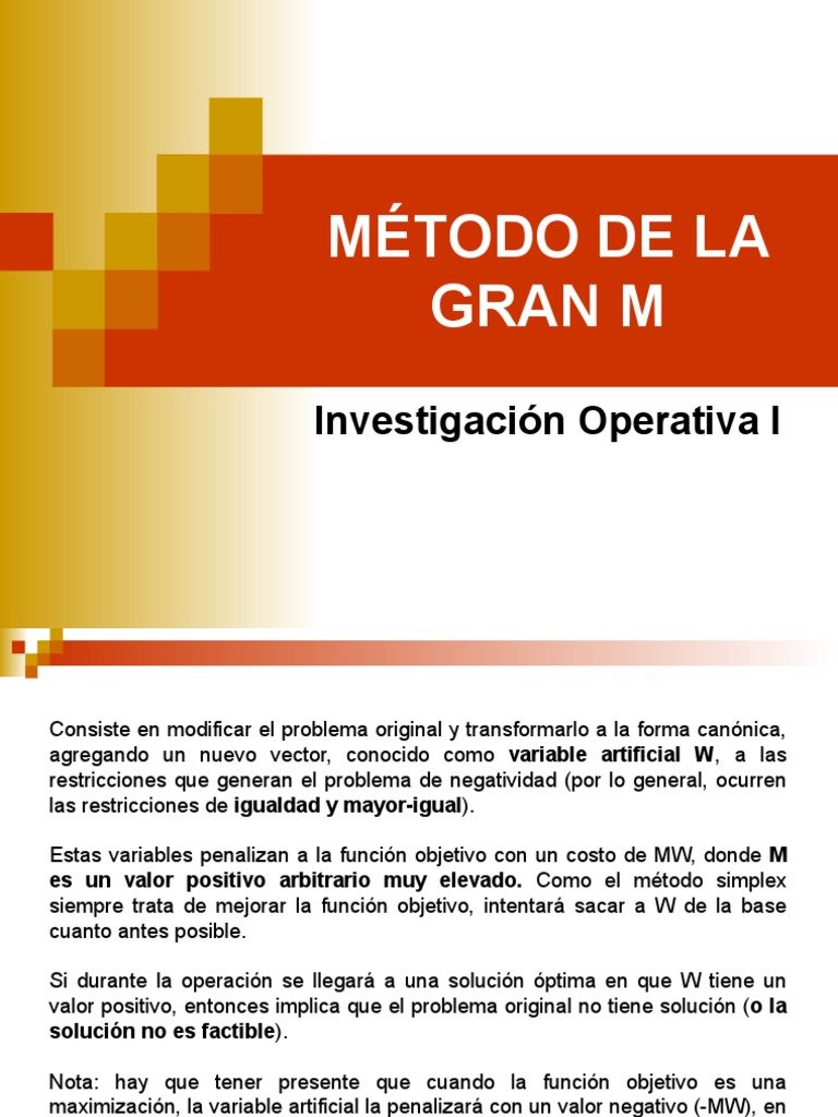 Método de la Gran M en Programación Lineal | PDF