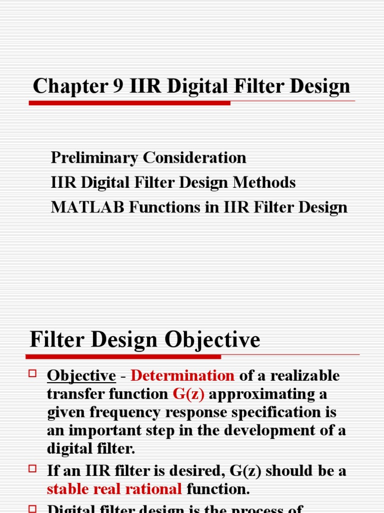 Ch9 - IIR Digital Filter Design | PDF | Low Pass Filter | Digital ...