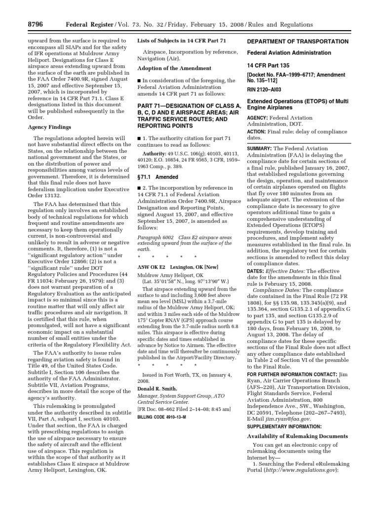 Rule: Extended Operations (ETOPS) of Multi Engine Airplanes | PDF ...