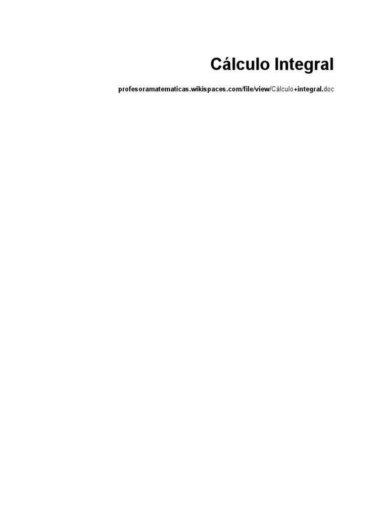 Cálculo Integral | PDF | Integral | Aprendizaje