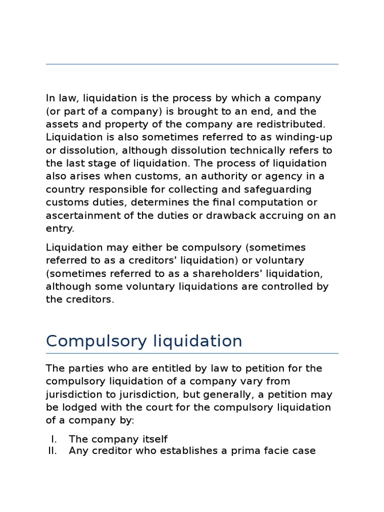 Introduction of Liquidation | PDF | Liquidation | Liability (Financial ...