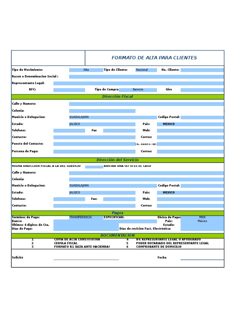 Formato Alta Cliente | PDF