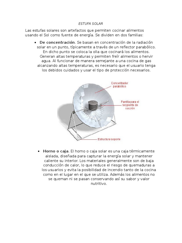 Funcionamiento y tipos de estufas solares | PDF | Física Aplicada e ...
