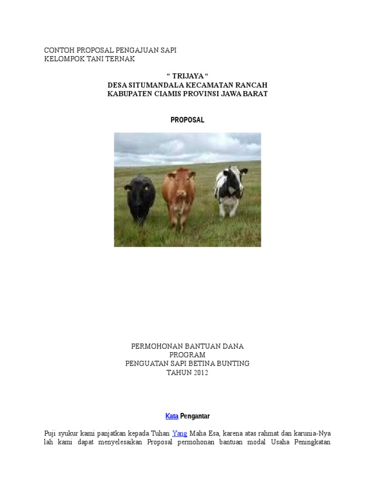 Contoh Proposal Pengajuan Sapi | PDF