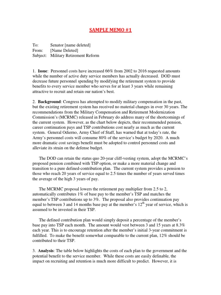 Sample Policy Memos | Social Security Trust Fund | Social Security ...