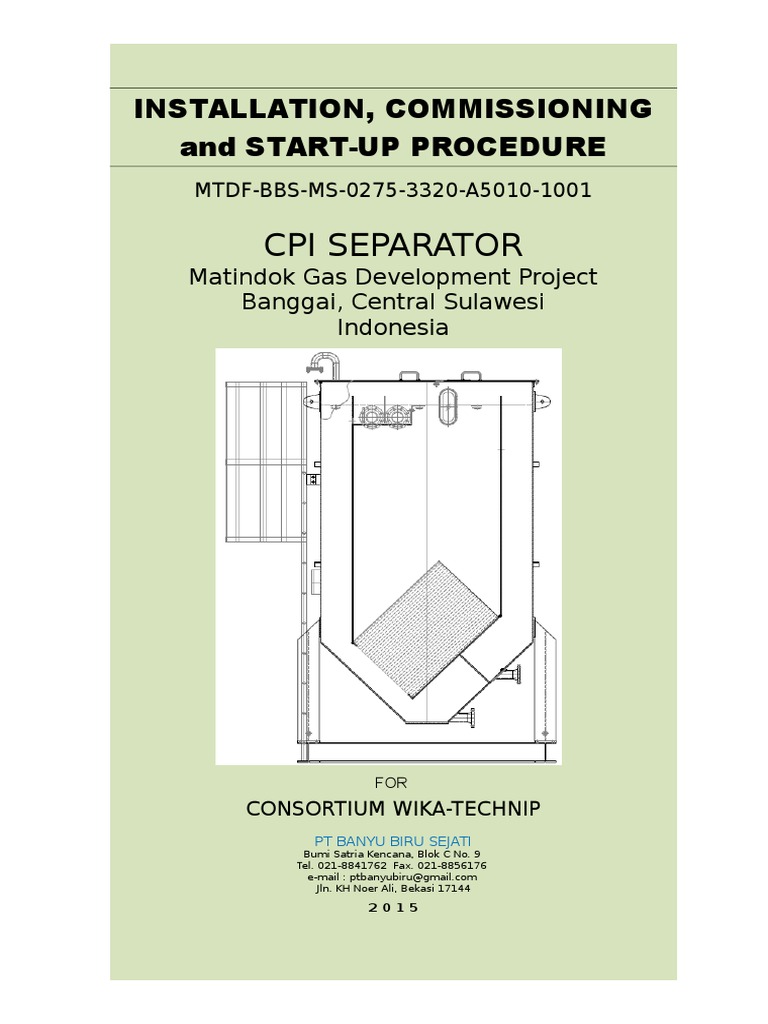 Install-Comm-Startup CPI Separator Matindok | PDF | Wastewater | Sewage ...