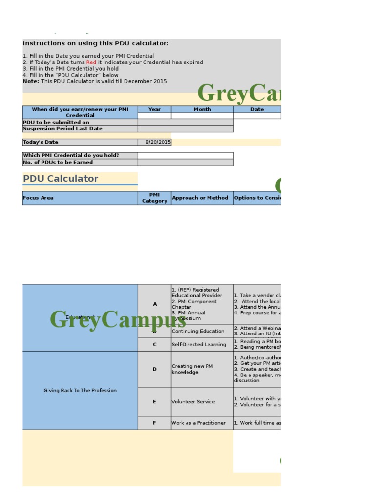 Greycampus: Pdu Calculator | PDF | Computing | Business