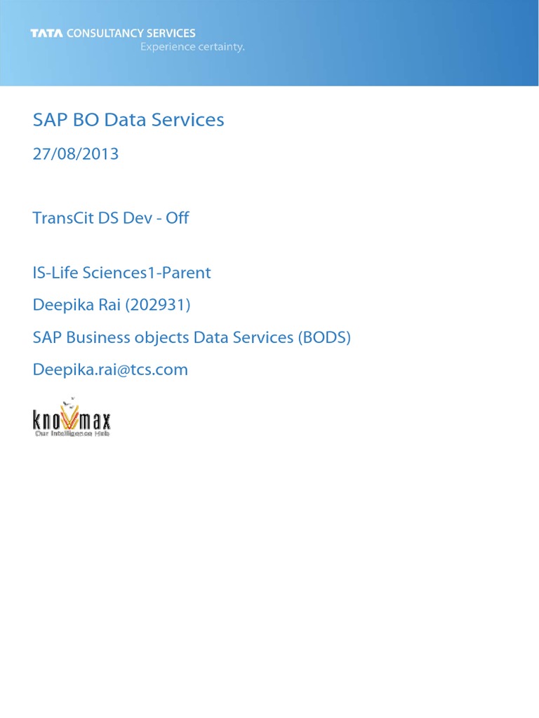 Business Objects Data Services (BODS) - Training Material | PDF | File ...