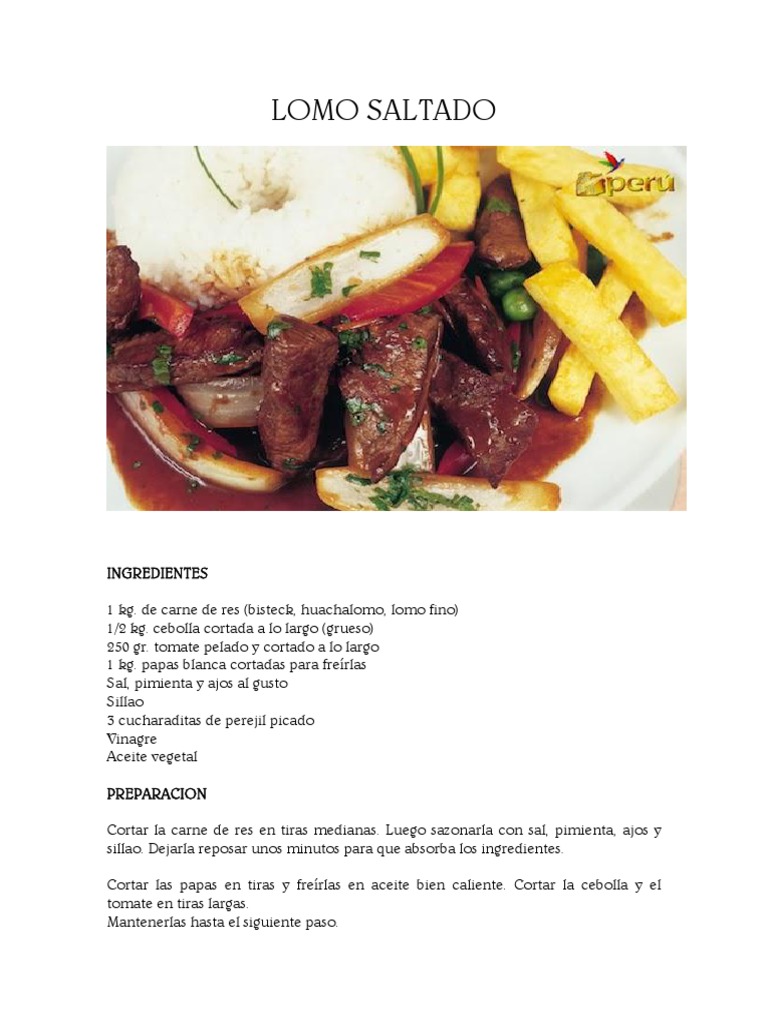Ingredientes y Preparación del Lomo Saltado | PDF
