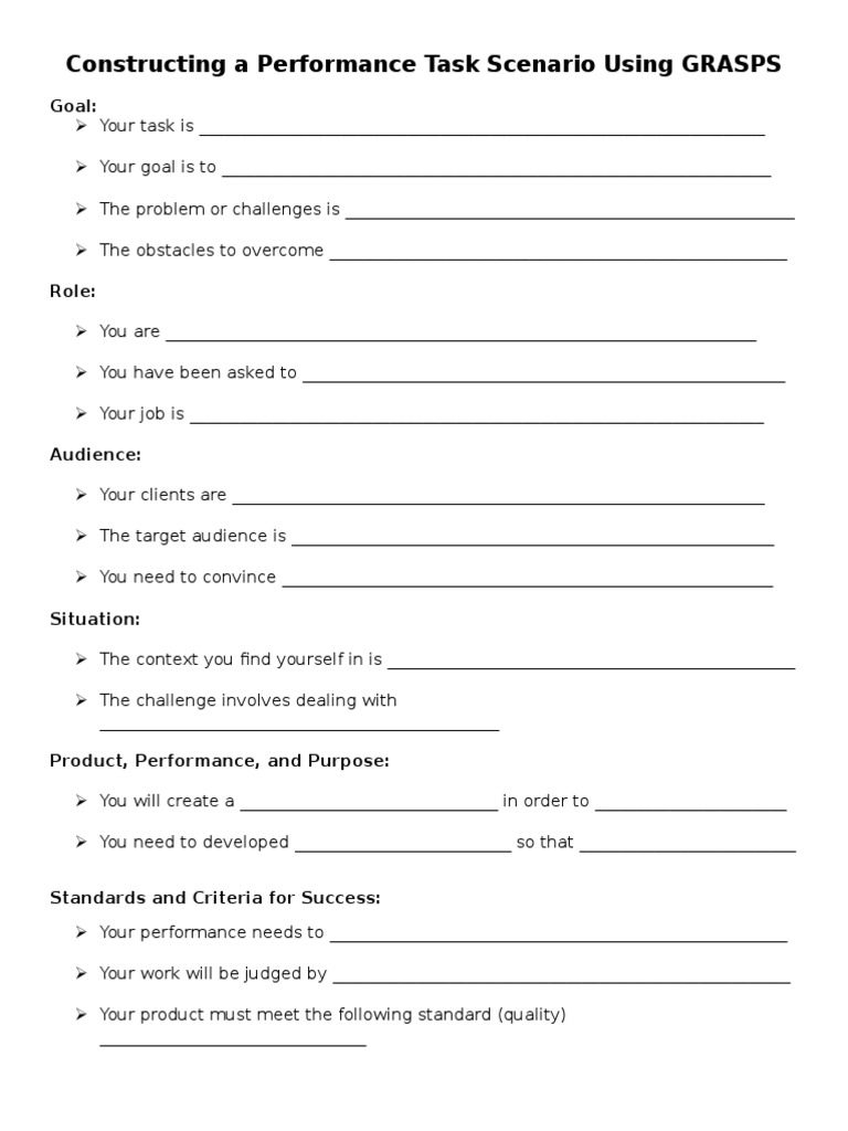 Constructing A Performance Task Scenario Using GRASPS | PDF | Career ...