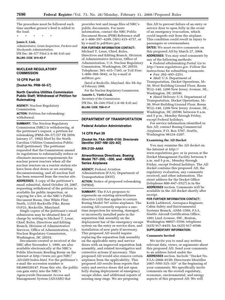 Proposed Rule: Airworthiness Directives: Boeing Model 767-200, - 300 ...