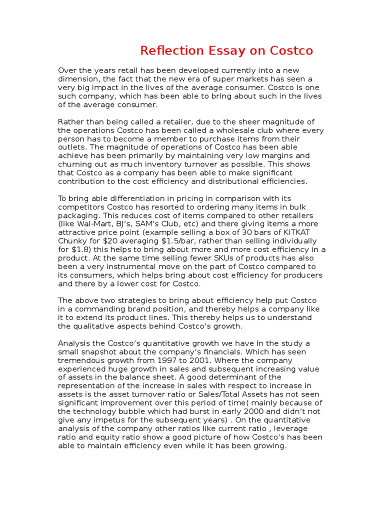 Reflection Essay On Costco | PDF | Costco | Retail
